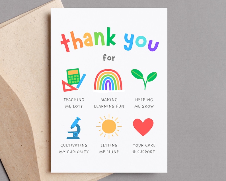 Printable Thank You Card for Teacher, Mentor, Tutor Appreciation Card ...