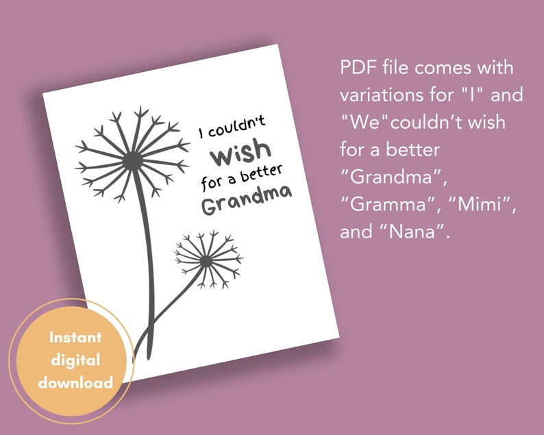 Kids Fingerprint Dandelion Card for Grandma | Personalized DIY ...