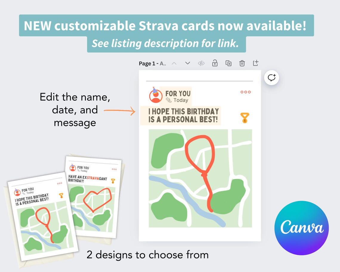 Printable Strava Birthday Card for Runner | Funny Strava Running ...