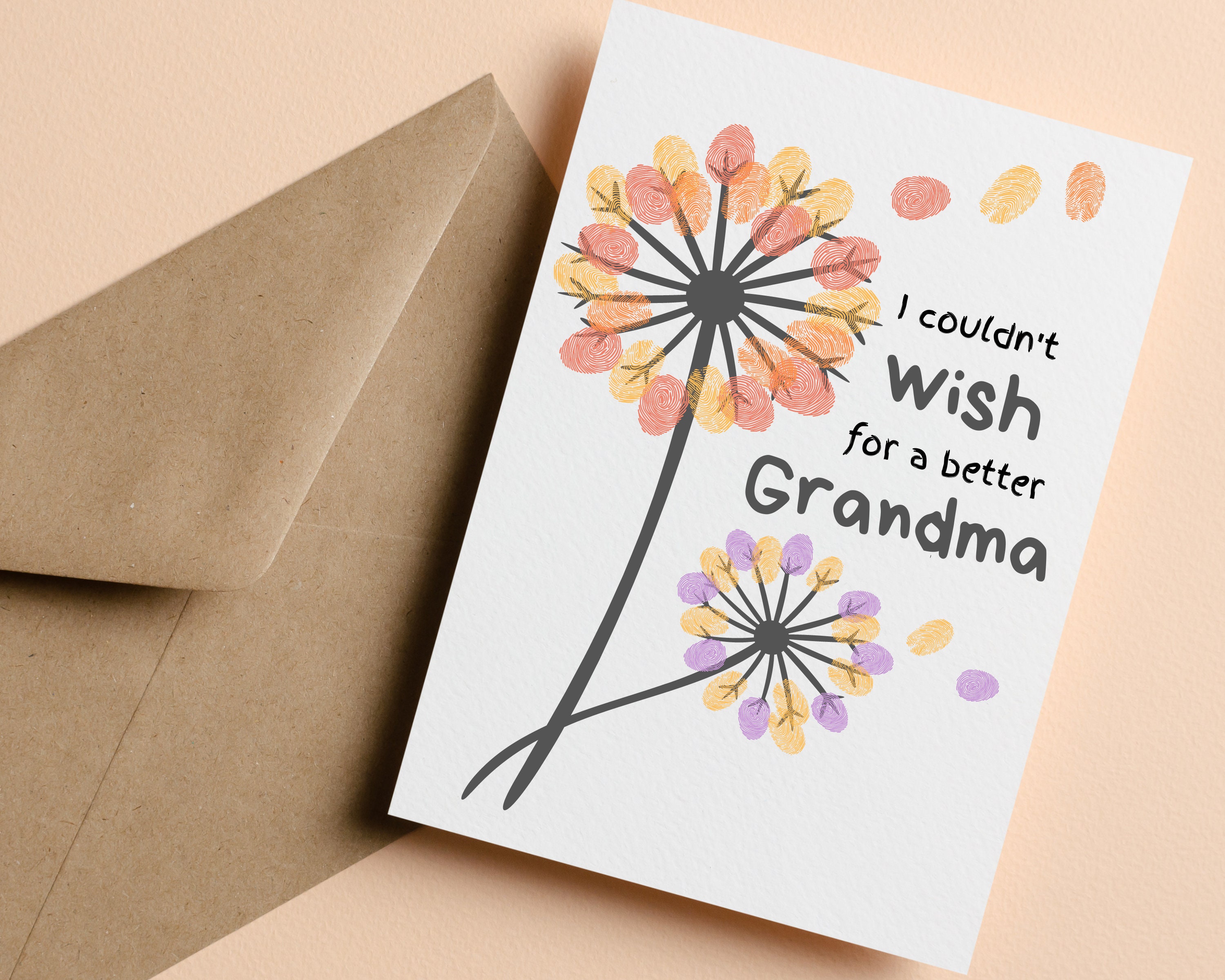Easy DIY Print-and-fold Card for Grandmother | Printable Finger Print ...