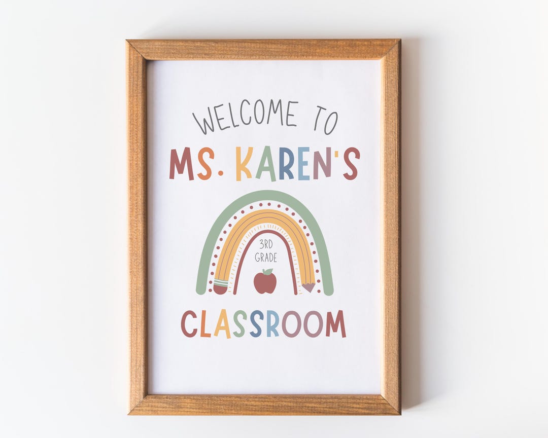 Customized Teacher Classroom Sign, Classroom Welcome Sign, Personalized ...