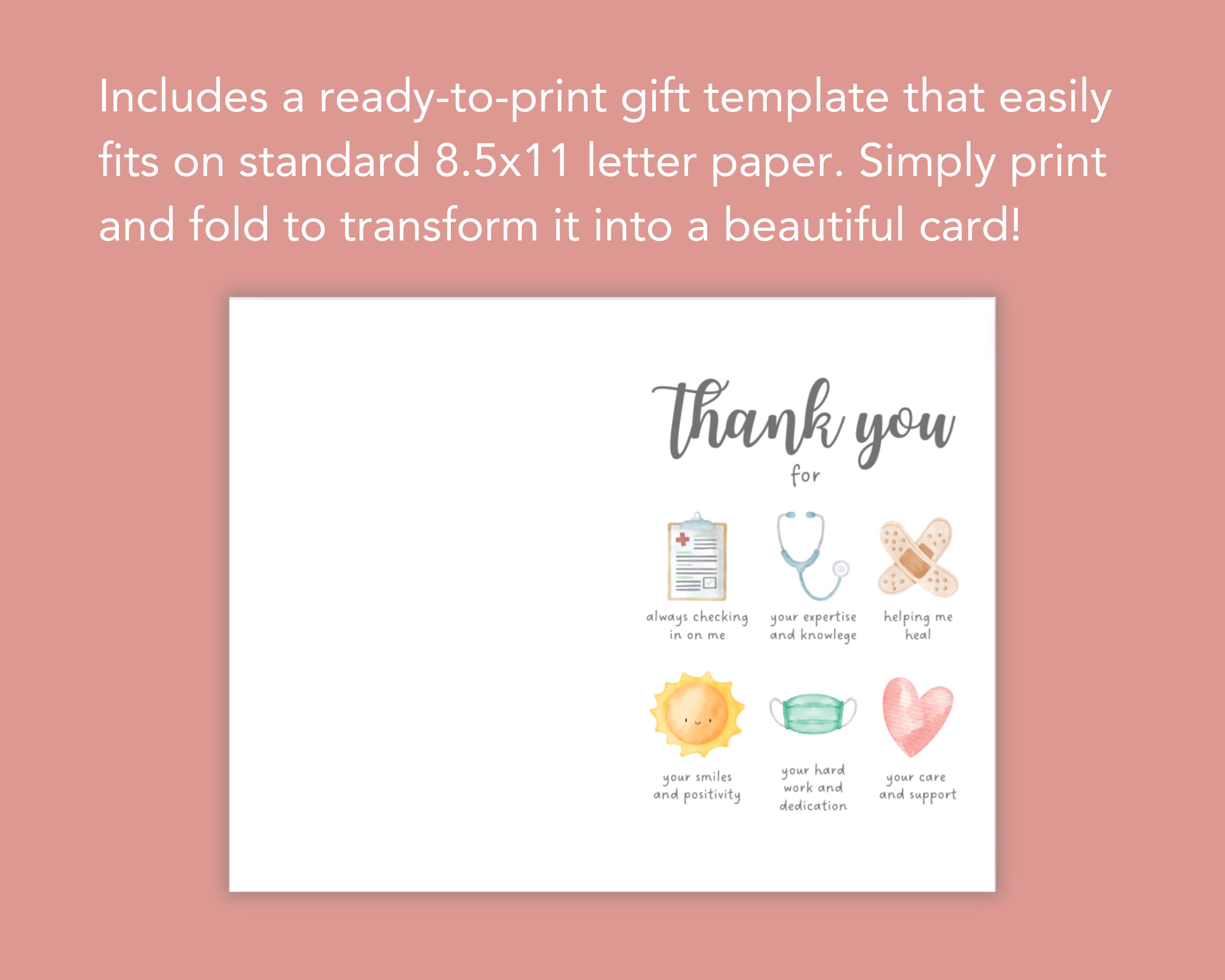 Printable Thank You Card for Nurse, Doctor, Healthcare Worker | Nurse ...