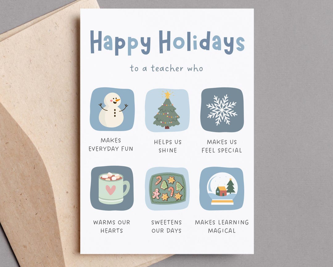 Printable Teacher Holiday Card, Daycare Staff, Nursery Teacher Xmas ...