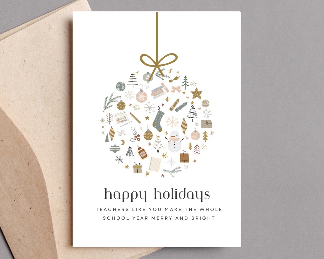 Printable Teacher Holiday Greeting, Christmas Card for Daycare Staff ...