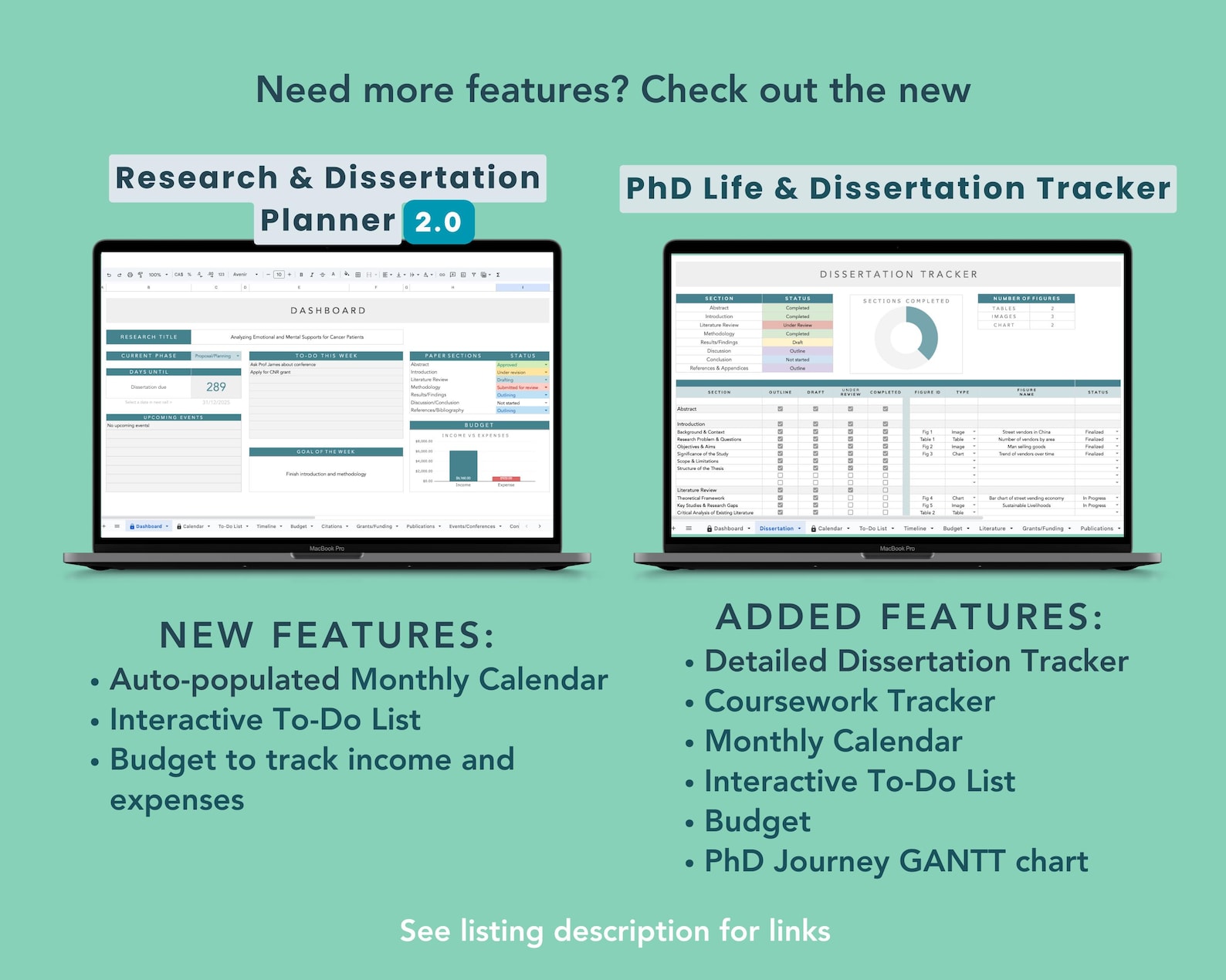 Research & Dissertation Planner Google Sheets and Excel Template ...