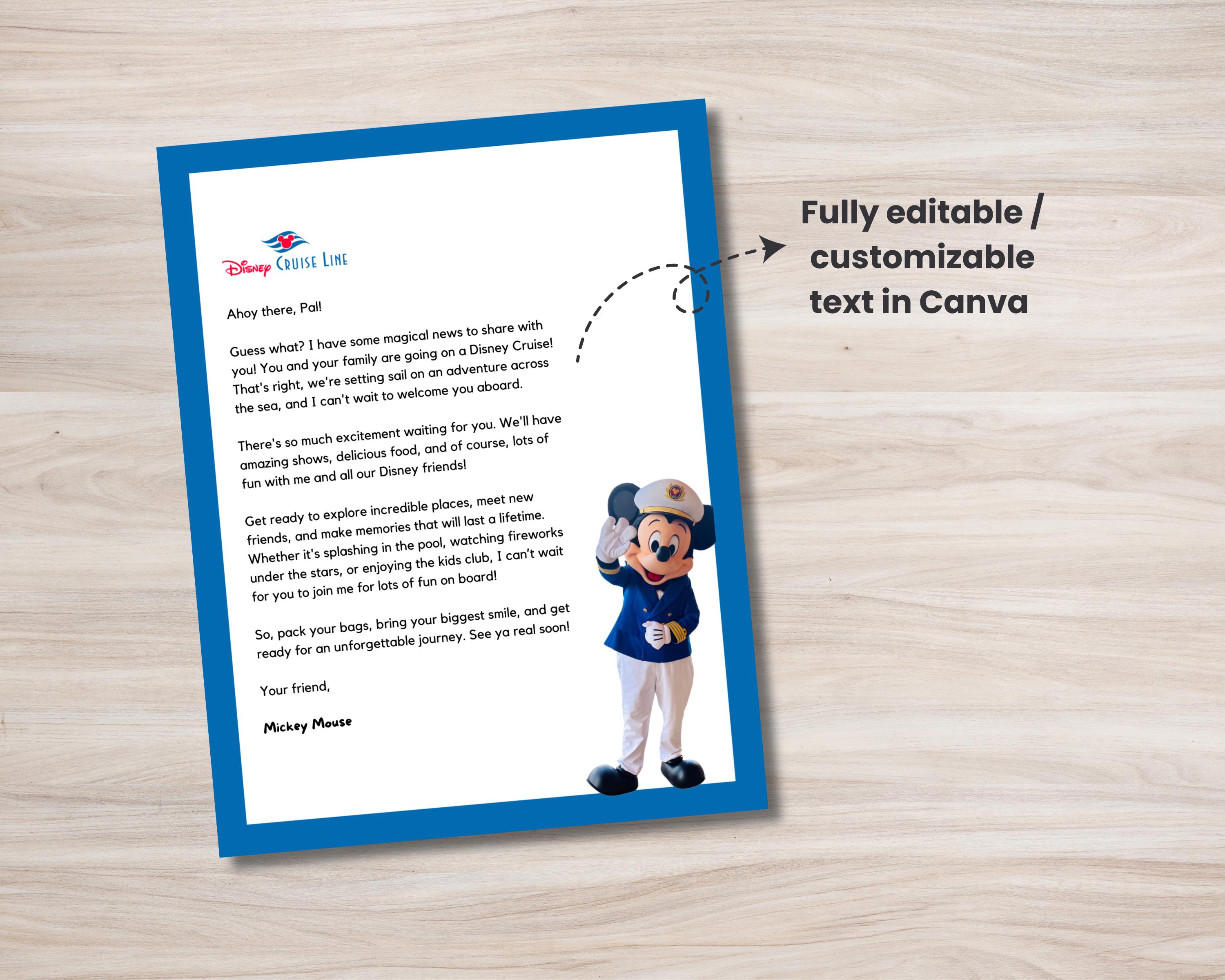 Printable Disney Cruise Tickets & Letter From Mickey and Minnie ...