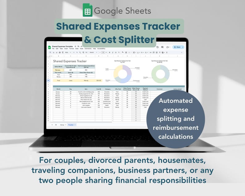 Shared Expense Tracker & Cost Splitter in Google Sheets for Shared ...