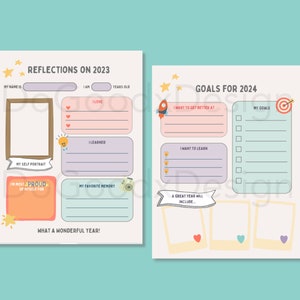 Kids New Years Goals & End of Year Reflections Printable 2024 New Years ...