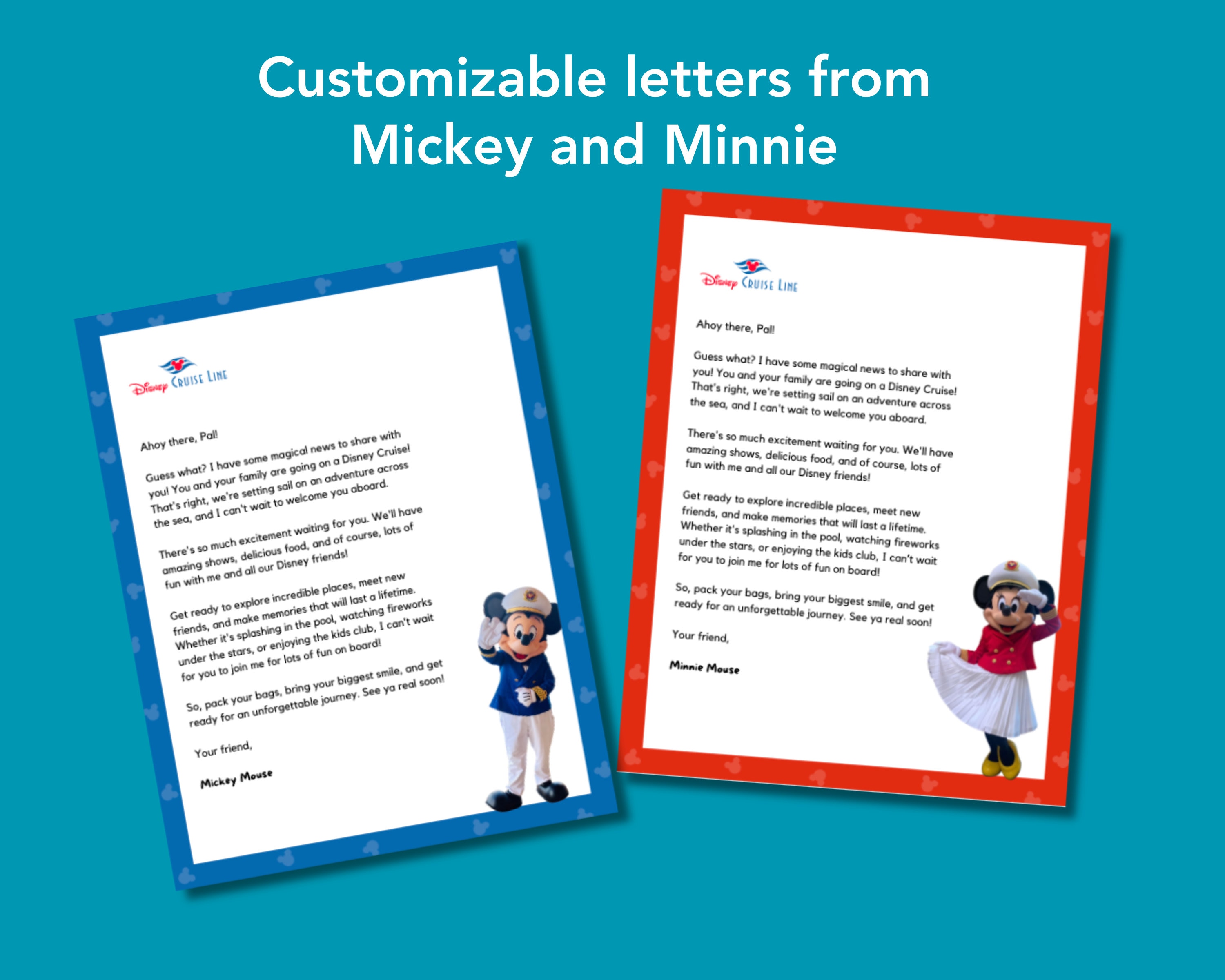 Printable Disney Cruise Tickets & Letter From Mickey and Minnie ...