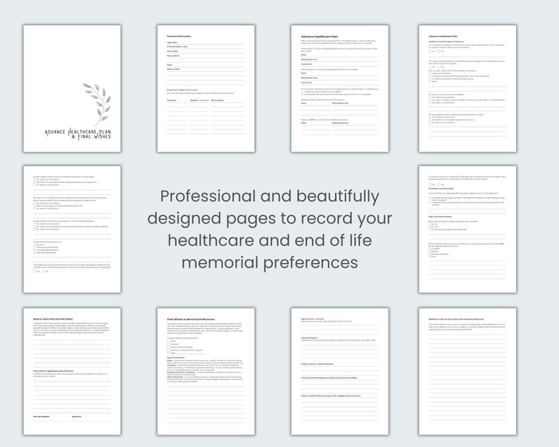 Printable Final Wishes & Memorial Preferences, End of Life Care Plan ...