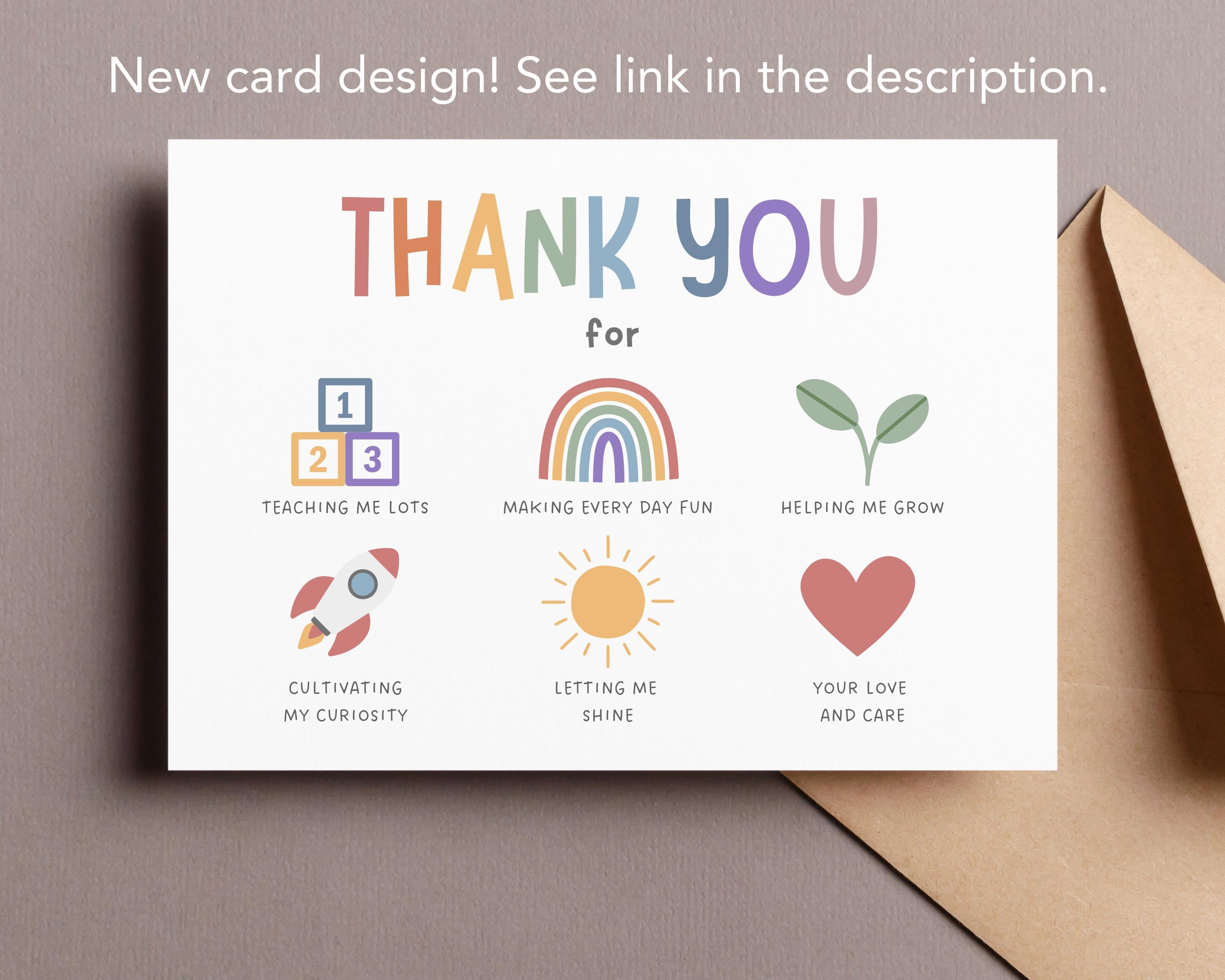 Printable Thank You Card for Daycare Teachers Nursery Teacher & ECE ...