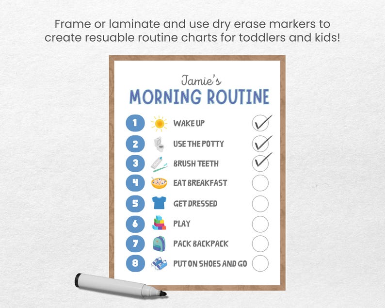 Personalized Kids Daily Routine Checklist Canva Template | Customizable ...