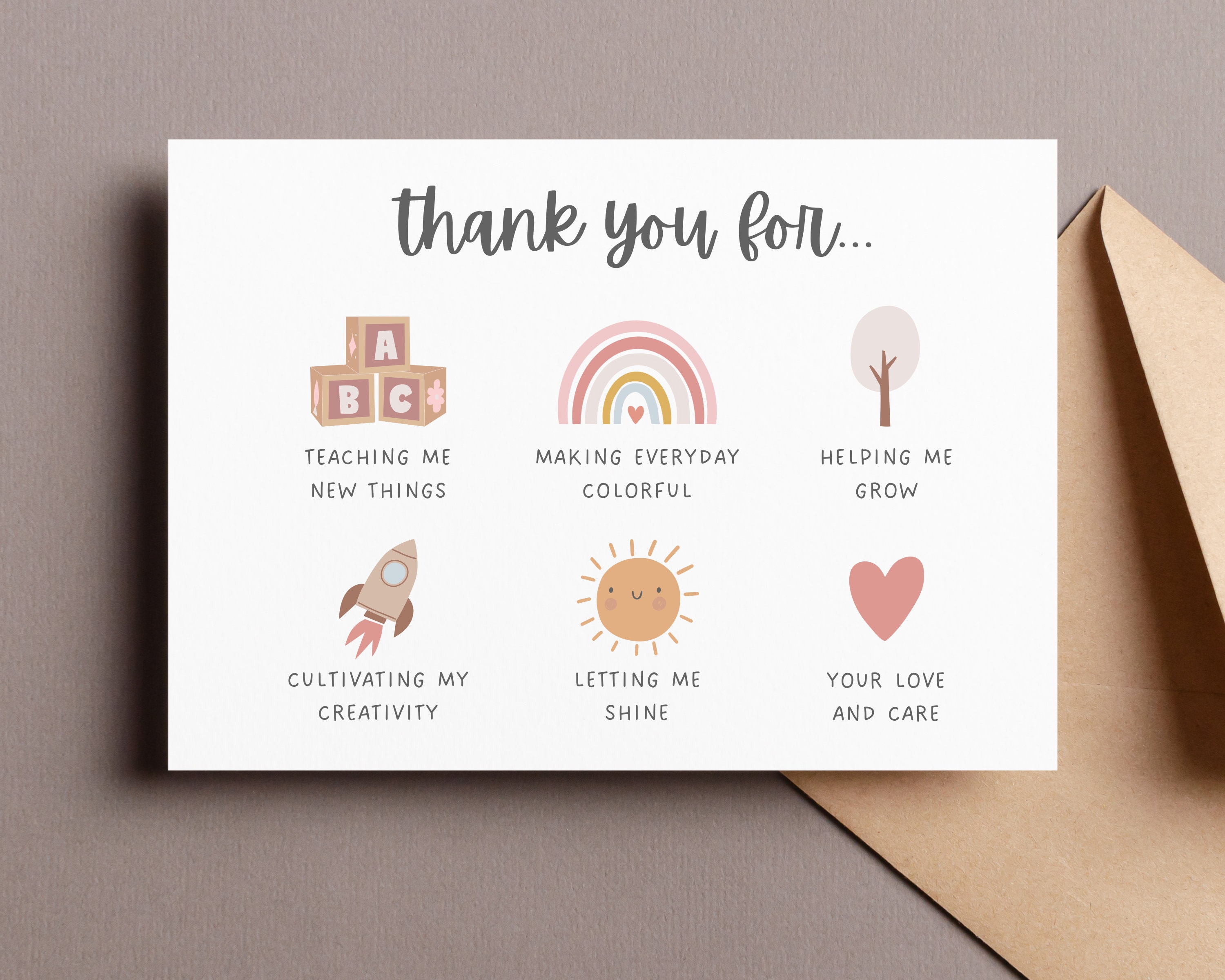 Printable Thank You Card for Daycare Teachers | Nursery Teacher & ECE ...