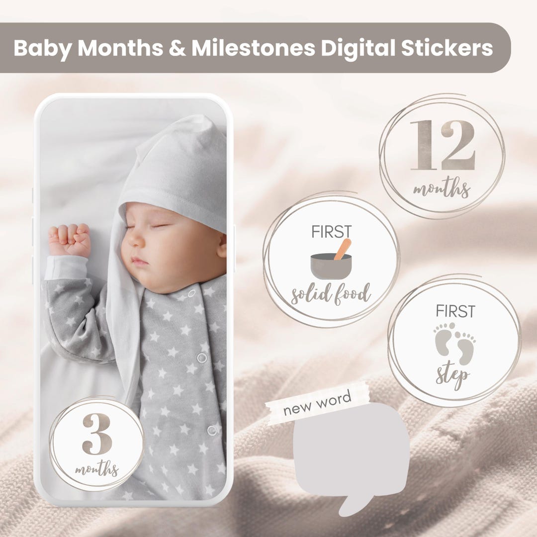 Baby Months & Baby Milestones Digital Stickers for Instagram Stories ...
