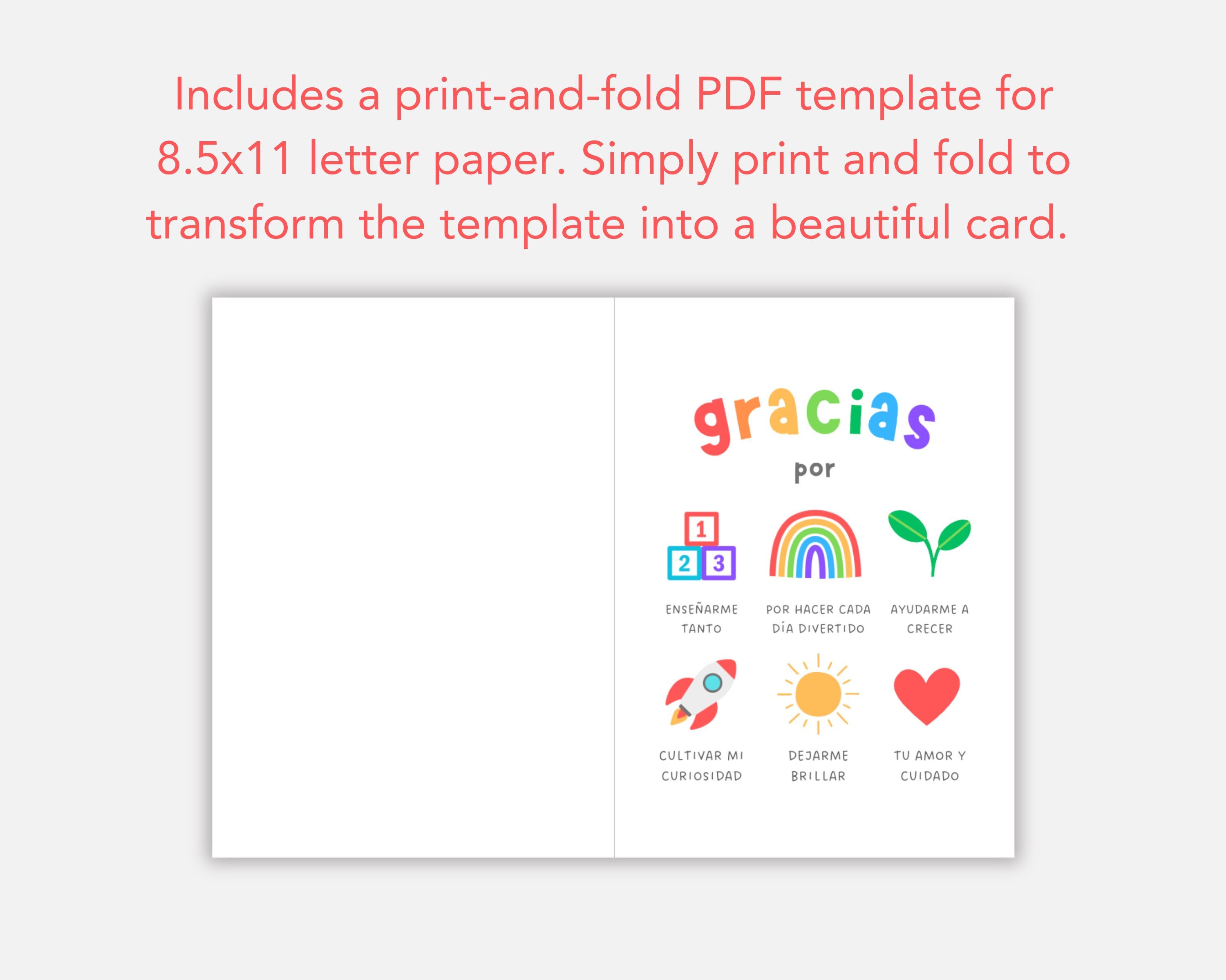 Printable Thank You Card for Daycare Teacher in Spanish | Spanish ...