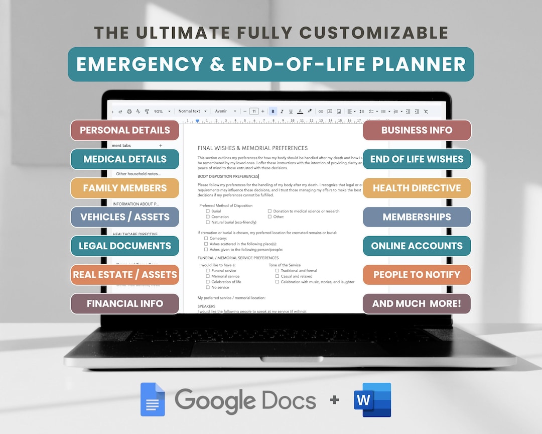 The Ultimate Emergency & End-of-life Planner Fully Customizable Google ...