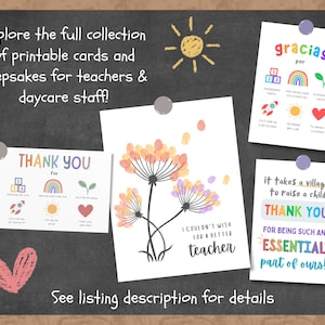 Printable Thank You Card for Daycare Teachers | Nursery Teacher & ECE ...