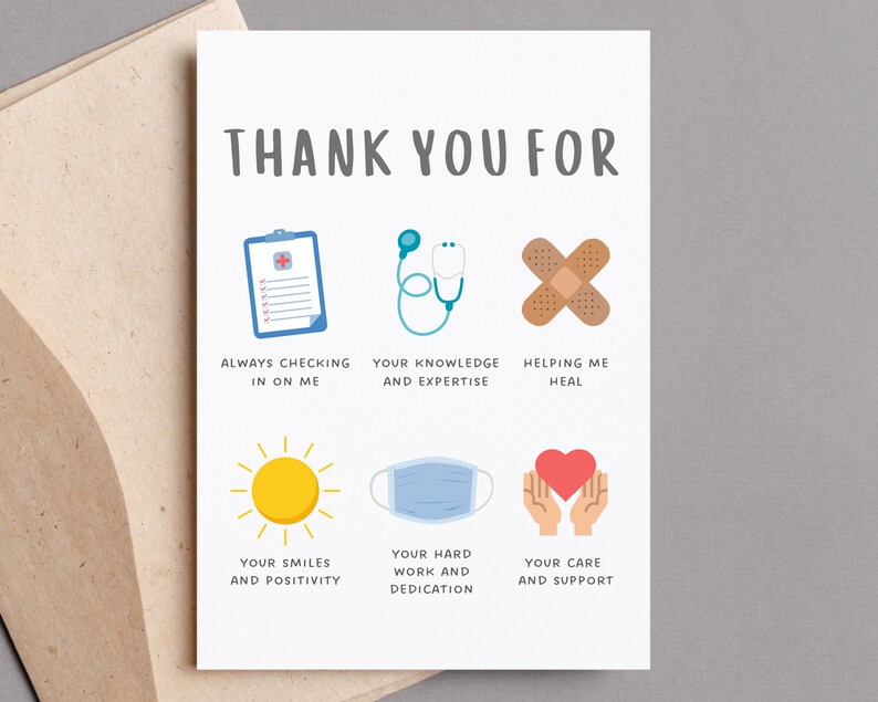 Printable Thank You Card for Nurse, Doctor, Healthcare Worker Nurse ...