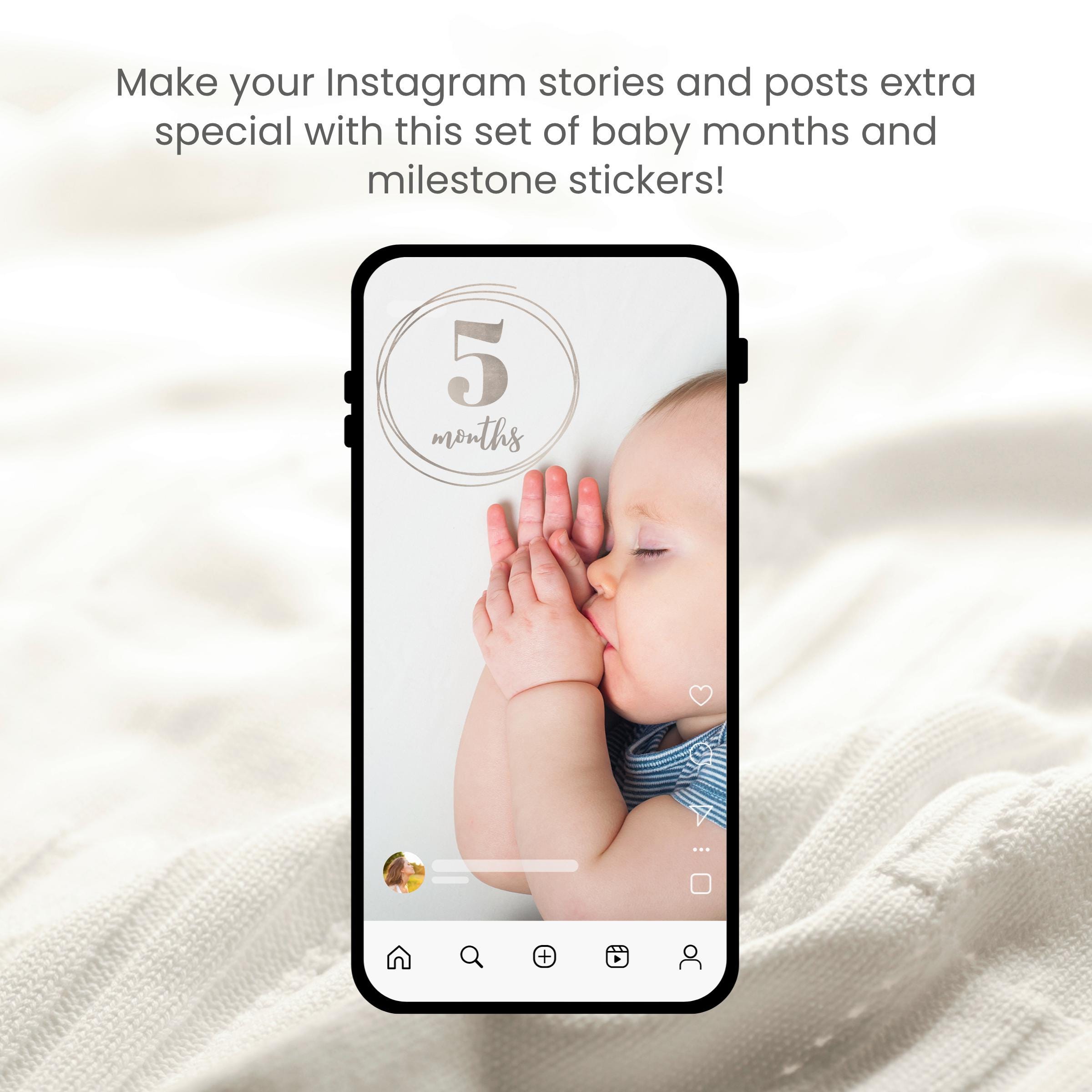 Baby Months & Baby Milestones Digital Stickers for Instagram Stories ...