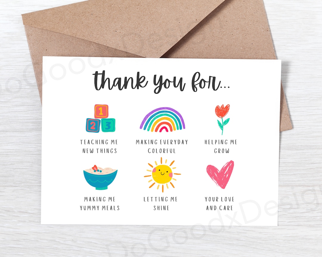 Printable Thank You Card for Daycare Teachers Nursery Teacher & ECE ...