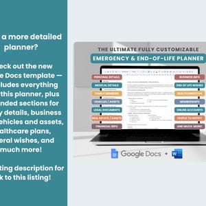 In Case of Emergency Planner Google Sheets Template - Printable ...