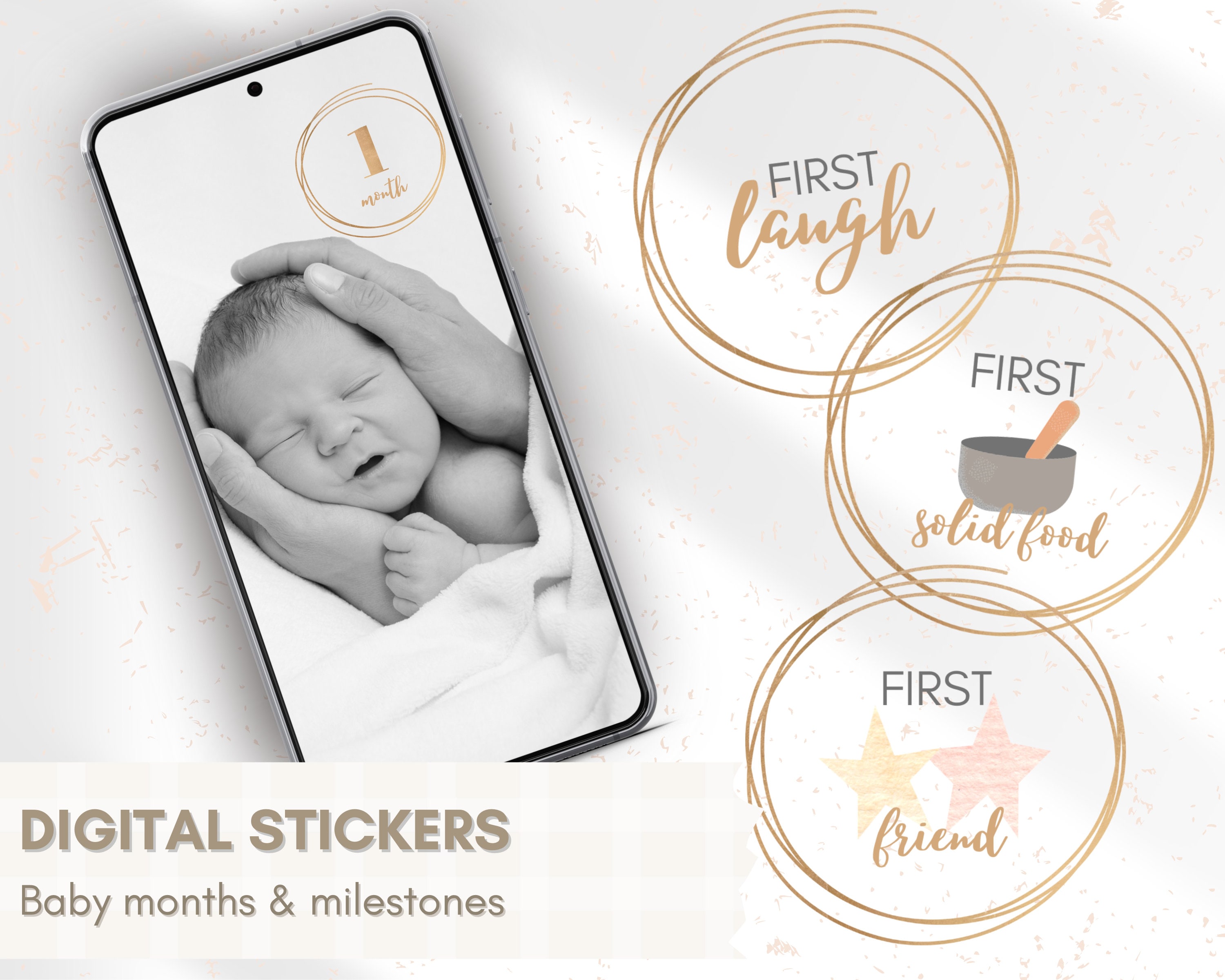 Baby Months and Milestones DIGITAL STICKERS Neutral Water - Etsy