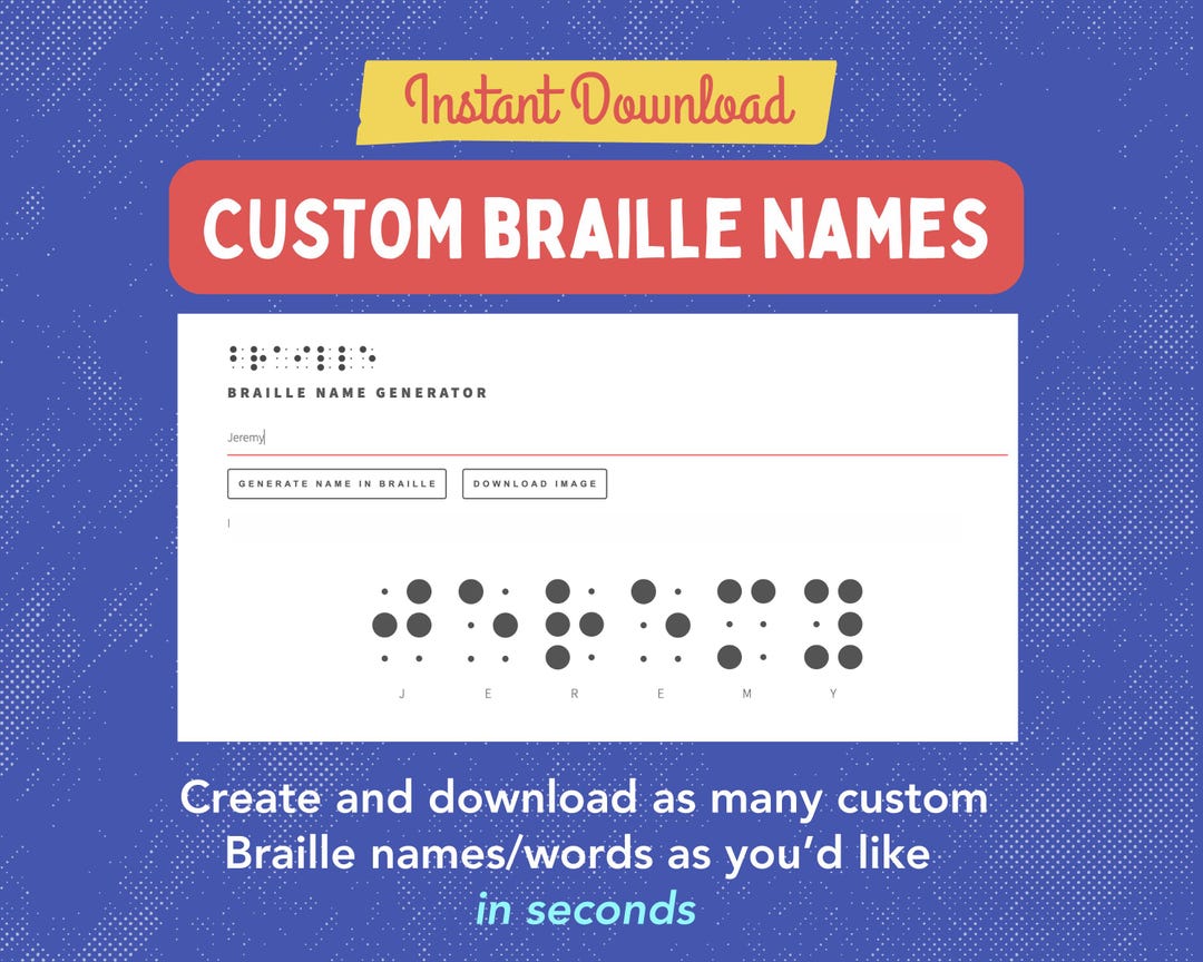 Custom Braille Names Instant Download | Custom Braille Words, Learn ...
