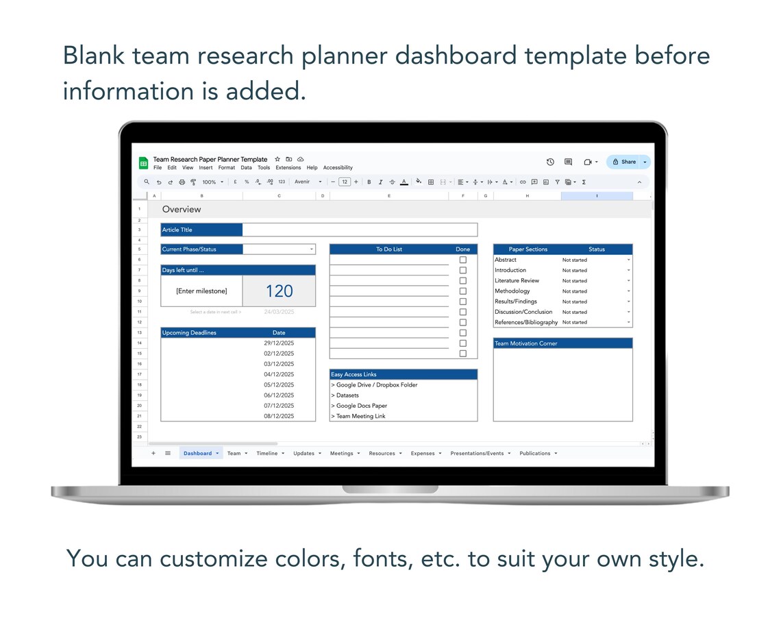 Research Collaboration Planner Google Sheets Template, Collaborative ...