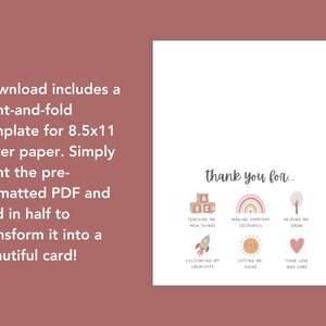 Printable Thank You Card for Daycare Teachers Nursery Teacher & ECE ...