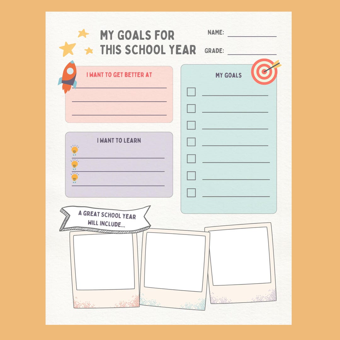 Printable Back to School Goal Planner for Kids Reusable Kids Goal ...