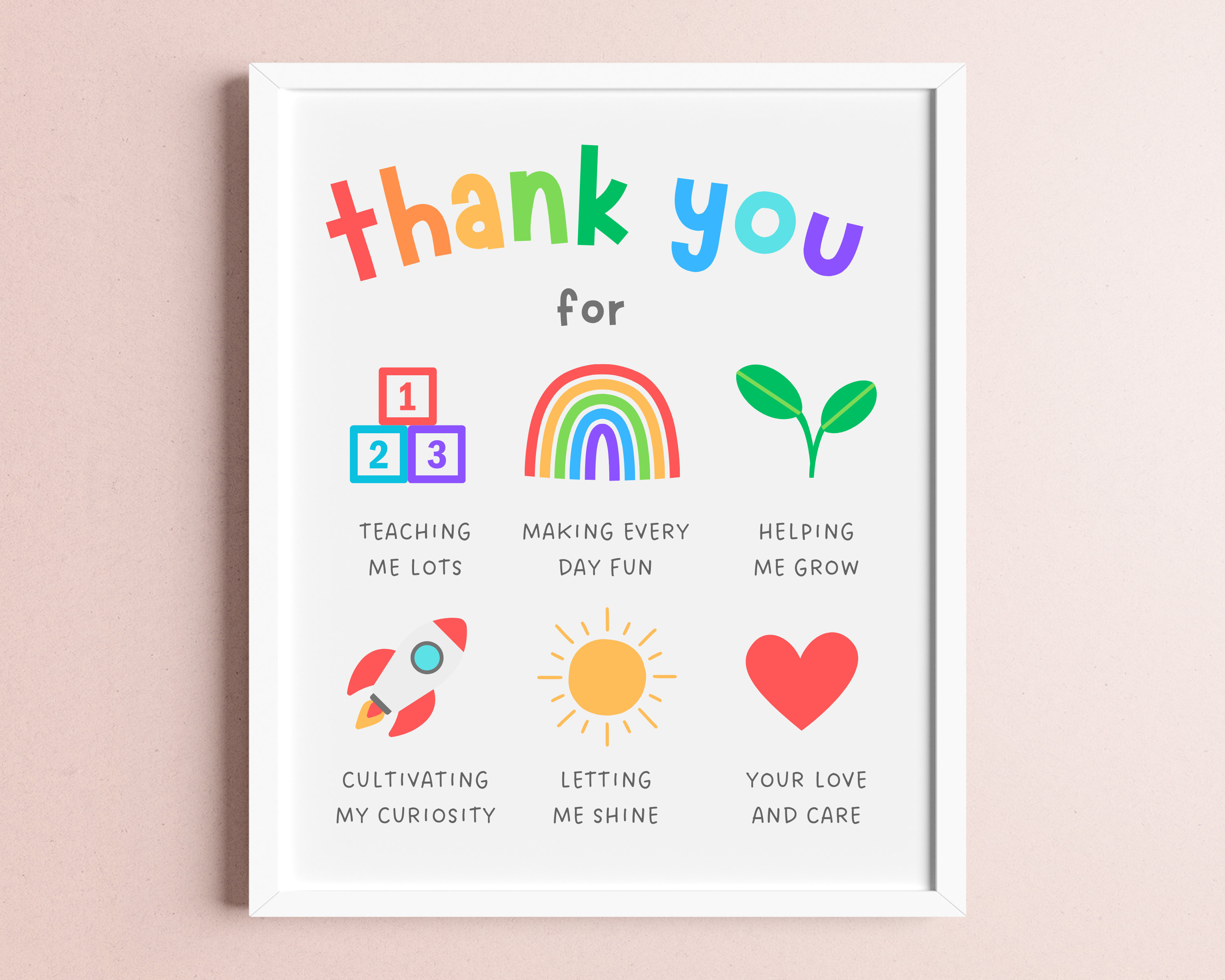Printable Thank You Card for Daycare Teachers Preschool, Nursery ...