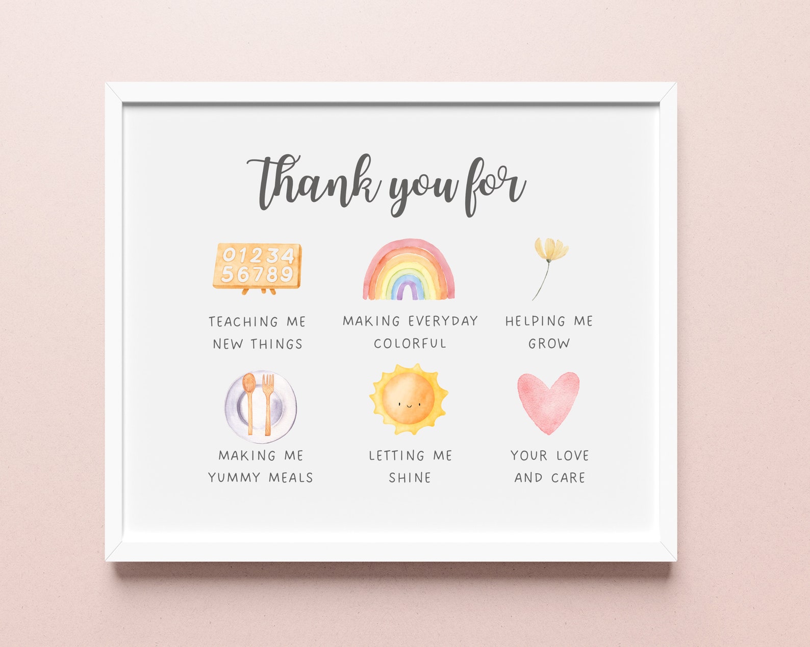 Printable Thank You Card for Daycare Teacher, Preschool, Nursery, Nanny ...