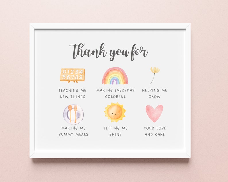 Printable Thank You Card for Daycare Teacher, Preschool, Nursery, Nanny ...