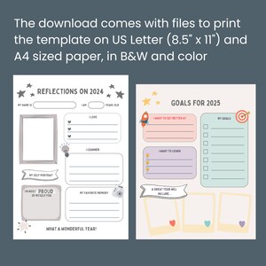 Kids New Years Goals & End of Year Reflections, Printable 2025 New ...