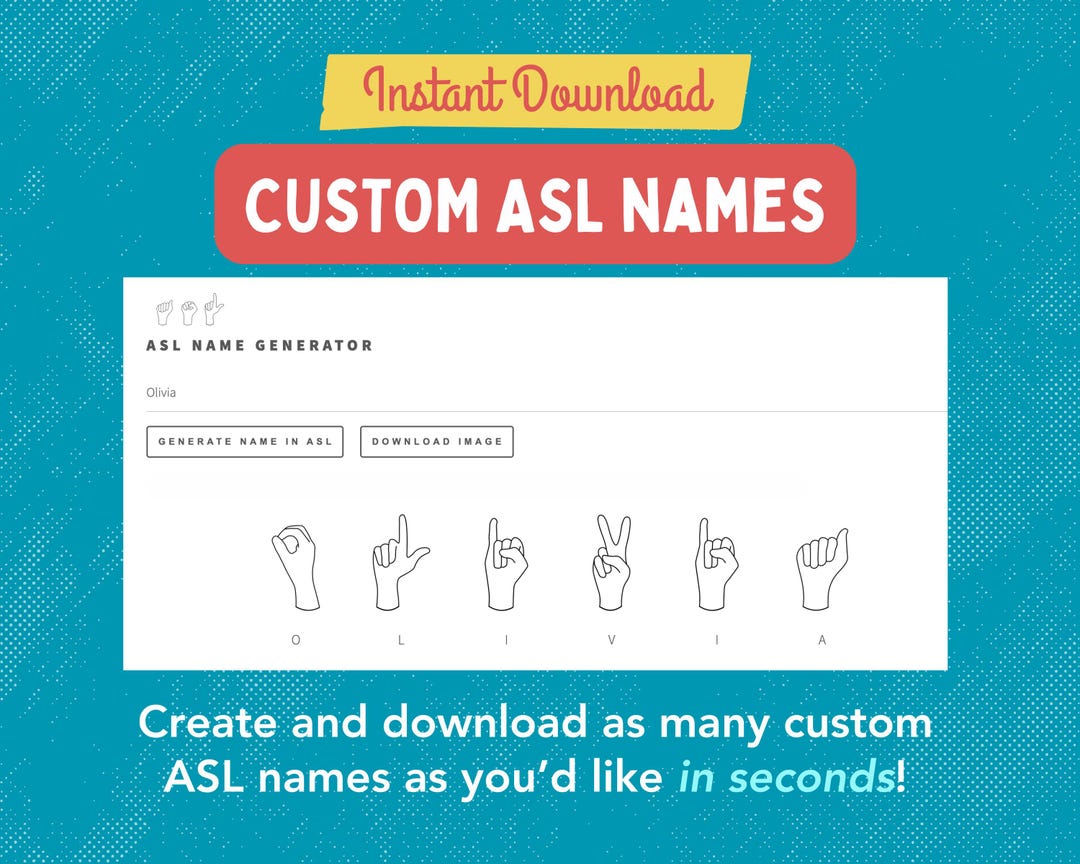 Custom ASL Names Instant Download | Custom Sign Language Words, Baby ...