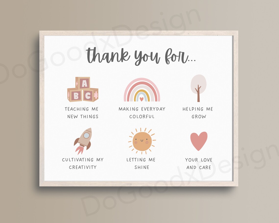 Printable Thank You Card for Daycare Teachers Nursery Teacher & ECE ...