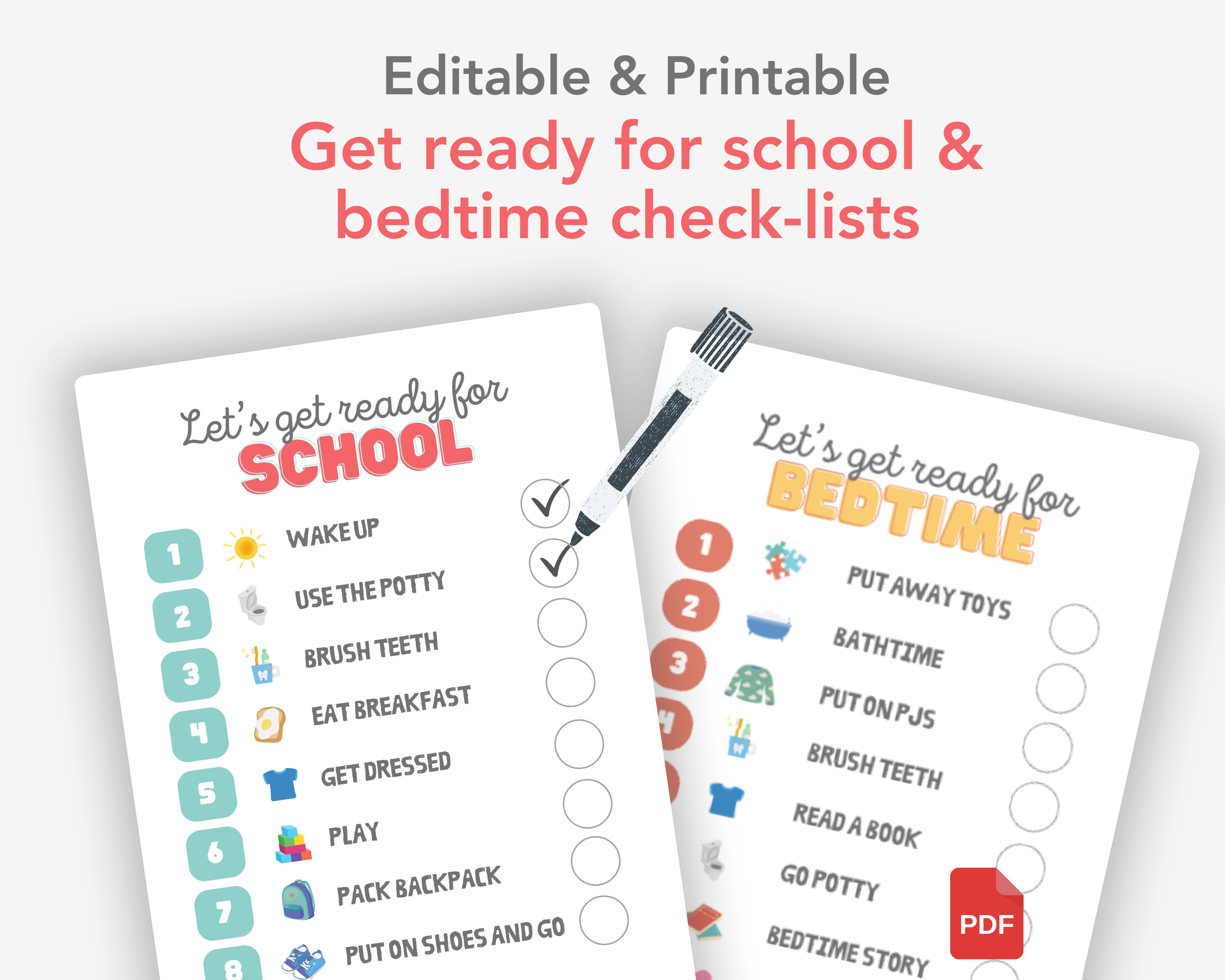 Printable Kids' Daily Routine Chart Editable Planner for Toddlers Get ...