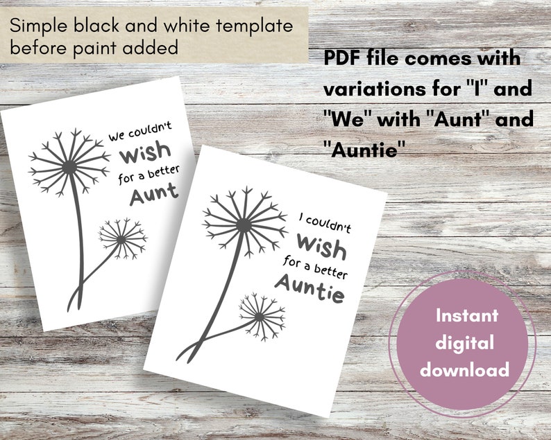 DIY Gift for Aunt Printable Dandelion Toddler and Kid's Art Activity ...