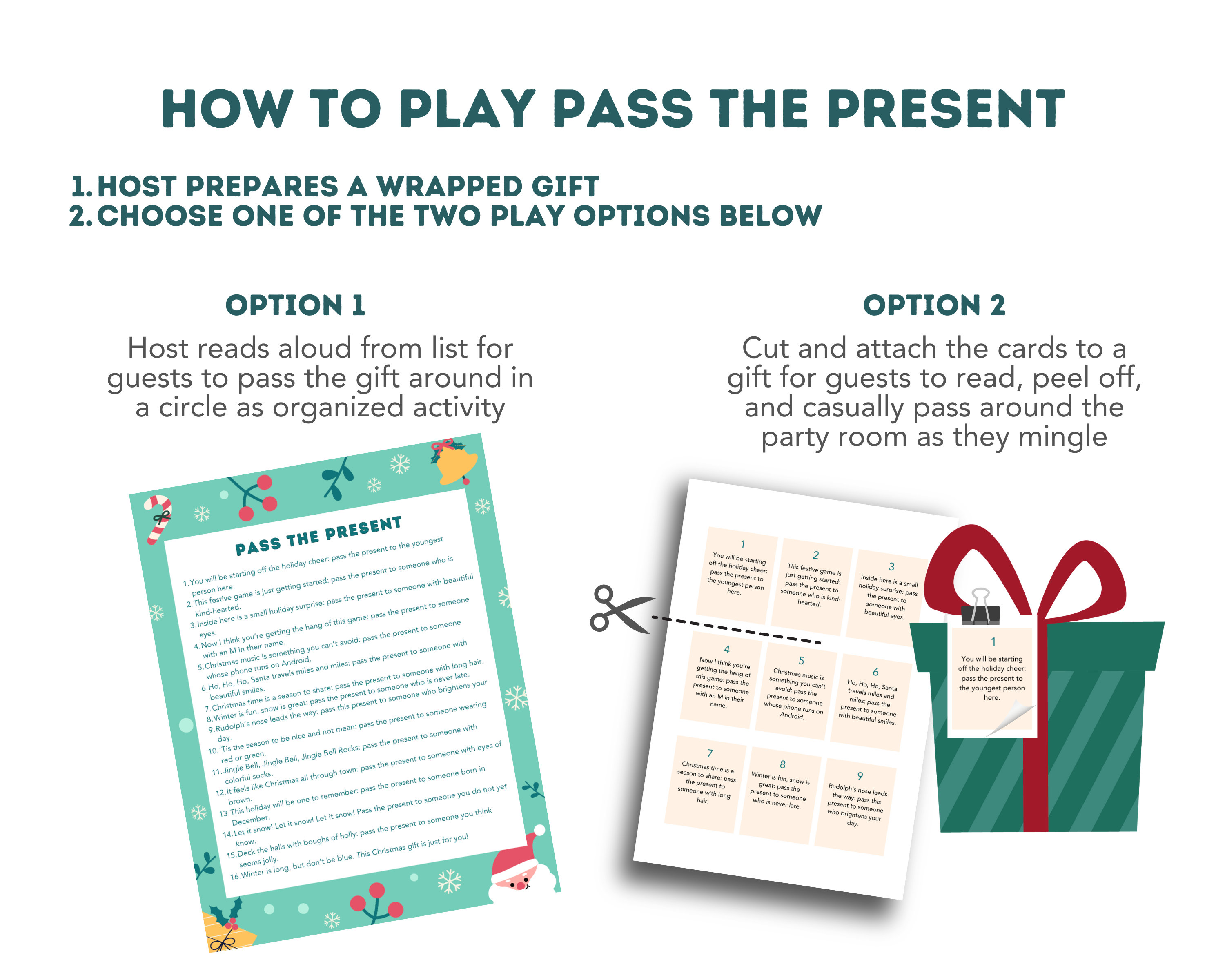 Pass the Present Christmas Party Game Printable Pass the Gift for ...