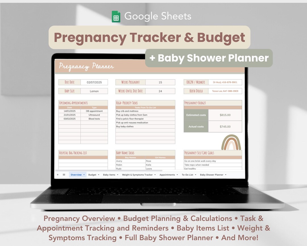 All-in-one Pregnancy Tracker, Pregnancy Budget in Google Sheets ...