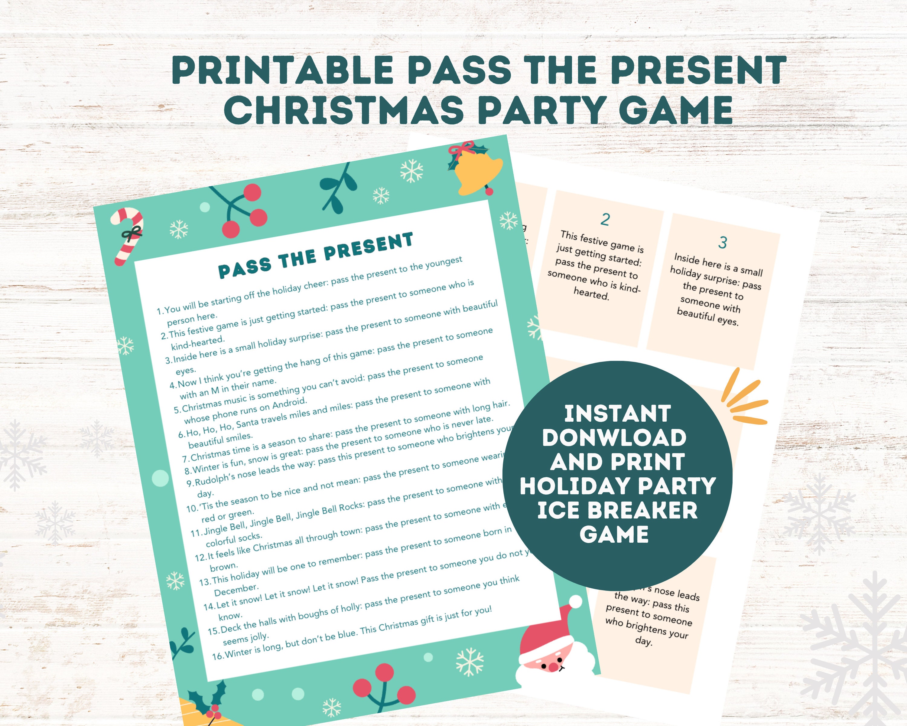 Pass the Present Christmas Party Game Printable Pass the Gift for ...