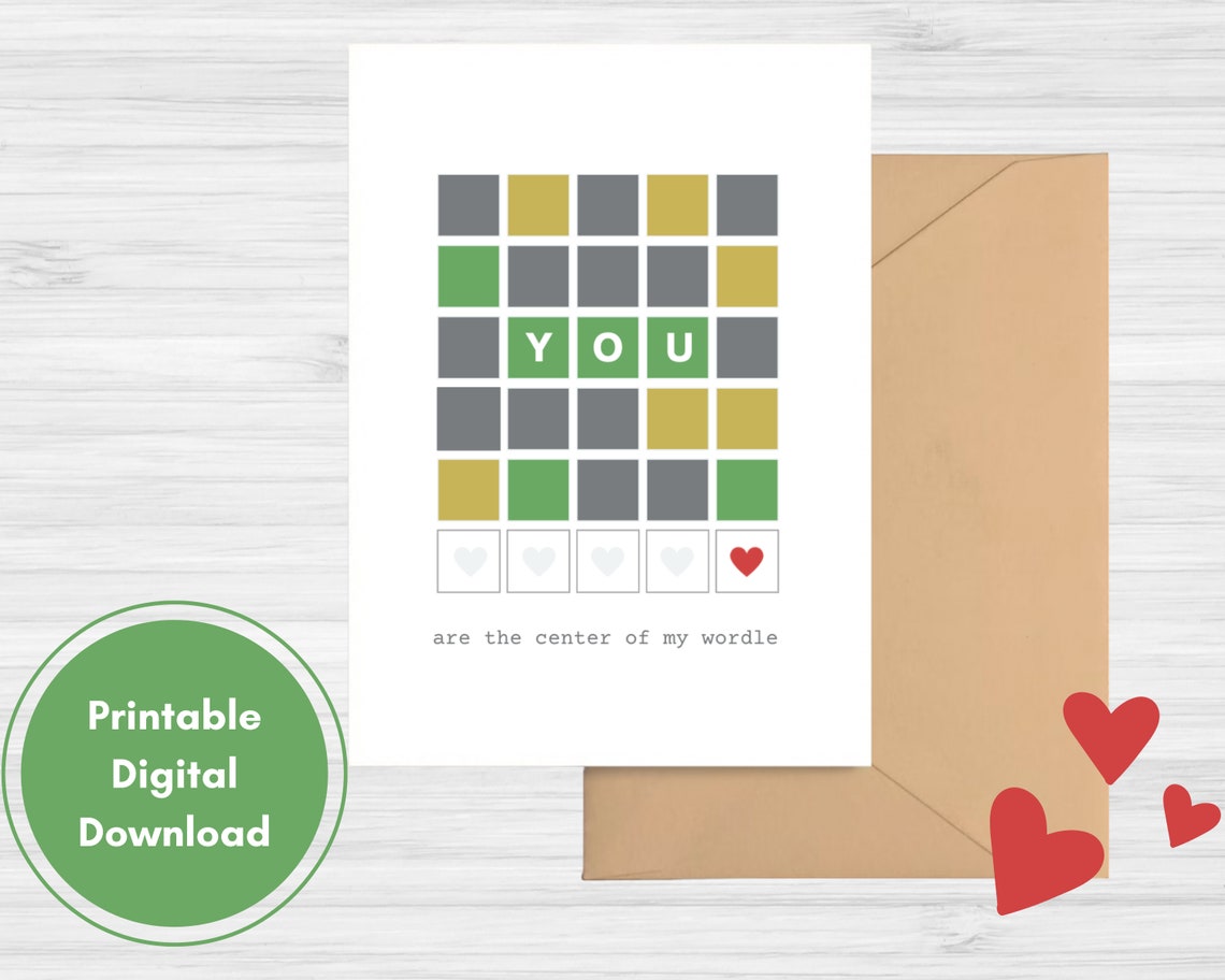 Wordle Valentine's Card Printable Instant Download Wordle Lovers Center ...