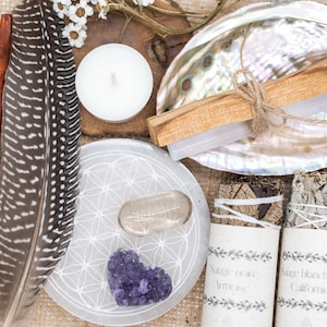 Fumigation Kit: Box, Abalone Shell Box, Selenite Plate, Sage Sticks ...