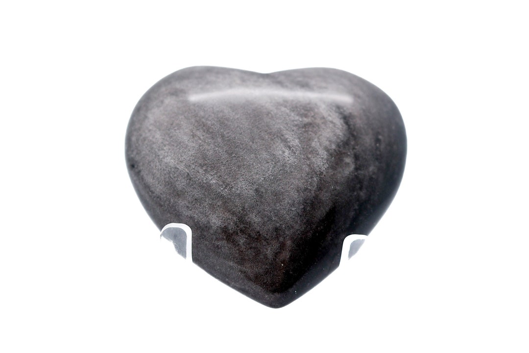 Silver Obsidian Silver Black Obsidian Heart, Silver Obsidian Stone ...