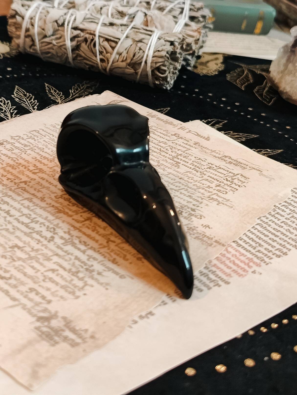 EXTRA Black Obsidian Raven Skull Animal Stone Statue - Etsy