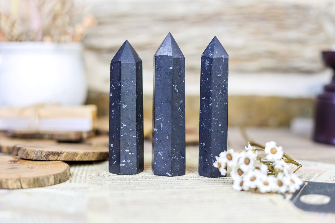 Shungite EXTRA Polished Tip Obelisk Tower Wand Reiki - Etsy