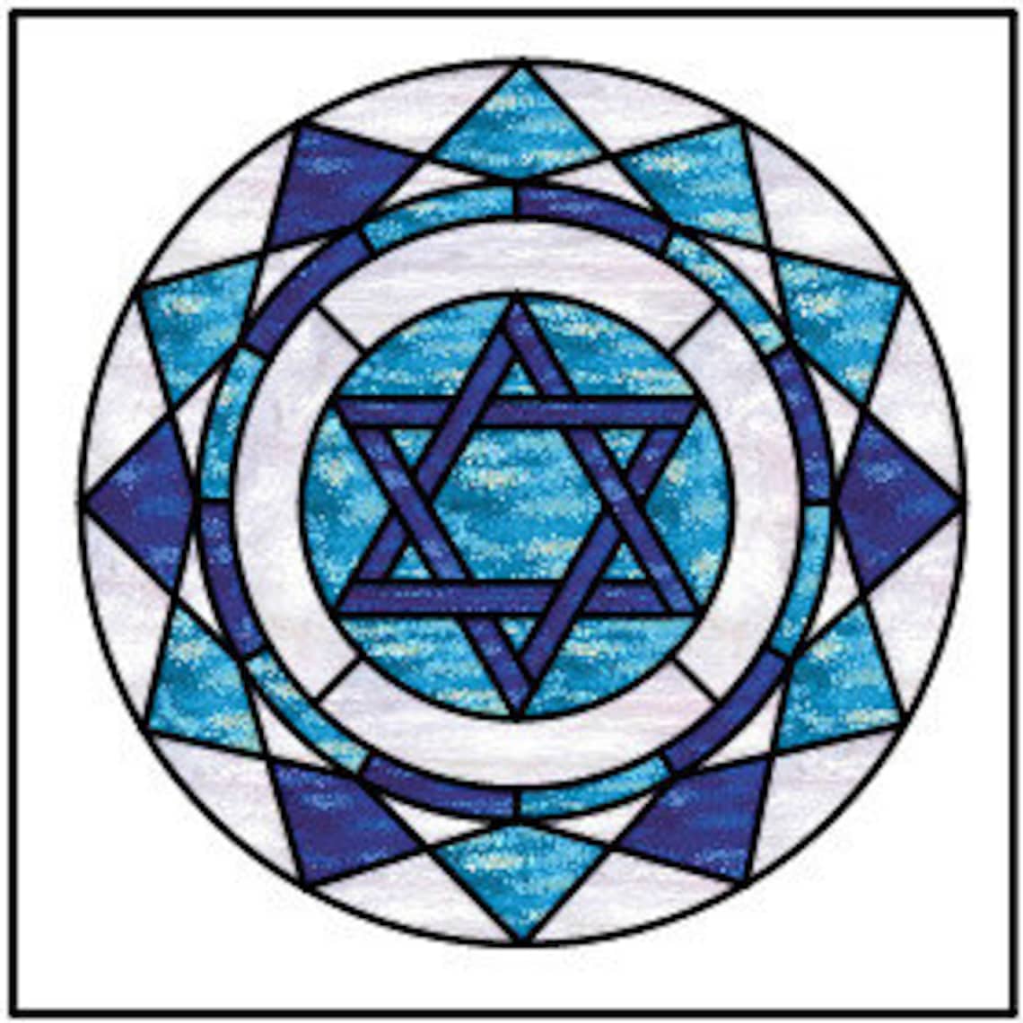 Star of David Stained Glass Round Pattern - Etsy