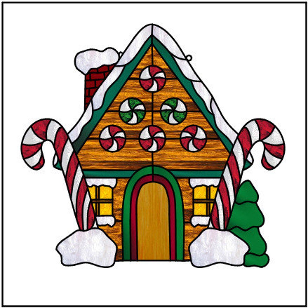 Gingerbread House Stained Glass Panel PATTERN - Etsy