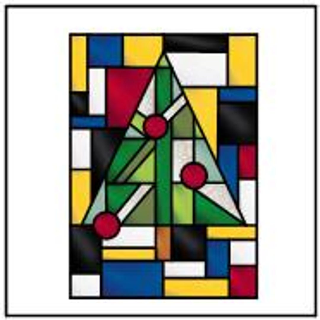 Mondrian Christmas Tree Panel Stained Glass Pattern - Etsy
