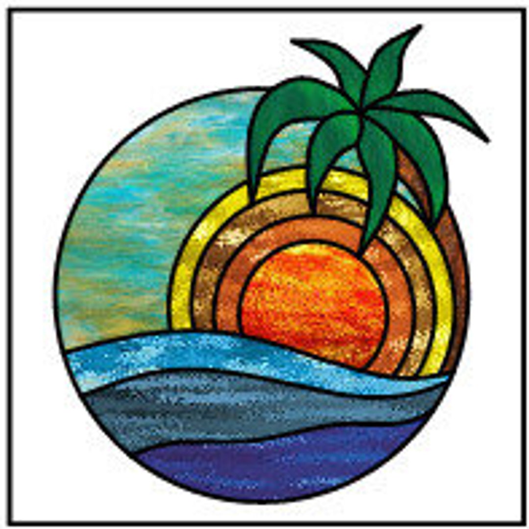 Tropical Sunset-stained Glass Pattern - Etsy